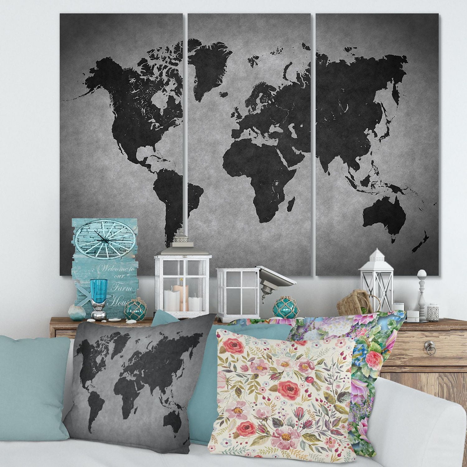Click here for Designart Ancient Map Of The World Ix Canvas Wall... prices