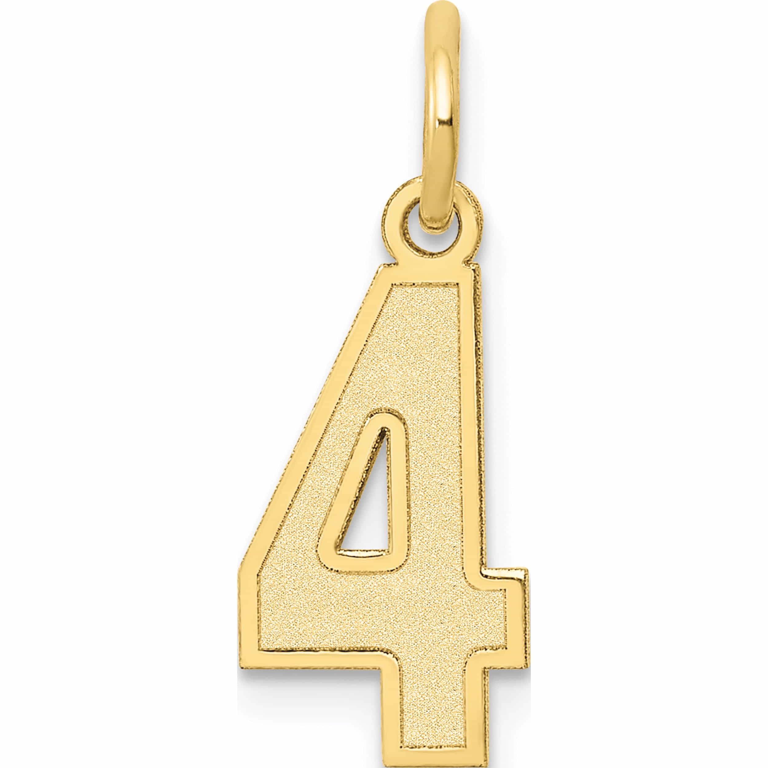 10K Yellow Gold Small Satin Number 4 Charm (18 X 7) Made In United ...