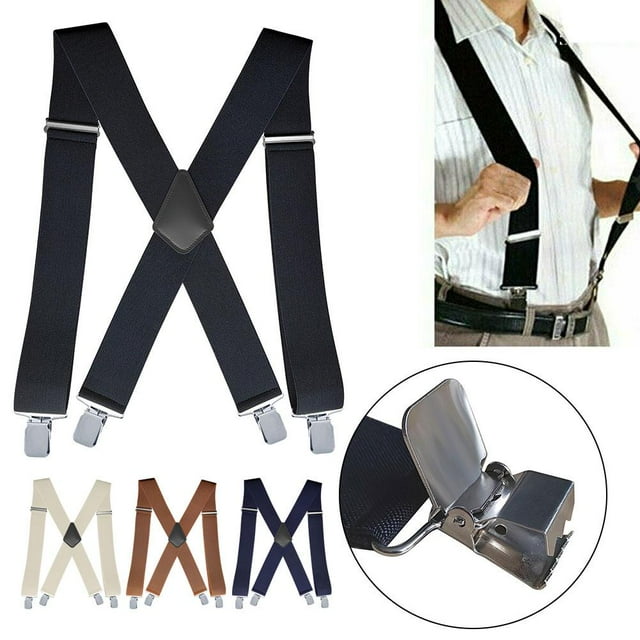 Heavy Duty Clip Suspenders for Men Men s Adjustable X Back Mens ...