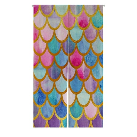 HATIART Mermaid Scales Fish Scales Bright Summer Japanese Noren Curtain ...
