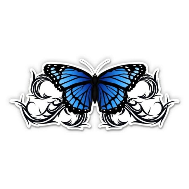 Blue Butterfly - 3" Vinyl Sticker - For Car Laptop Water Bottle Phone ...