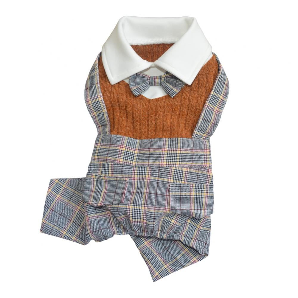 Xmarks Dog Wedding Suit Pet Clothes boy Dog Outfits Jumpsuit Gray Bow ...