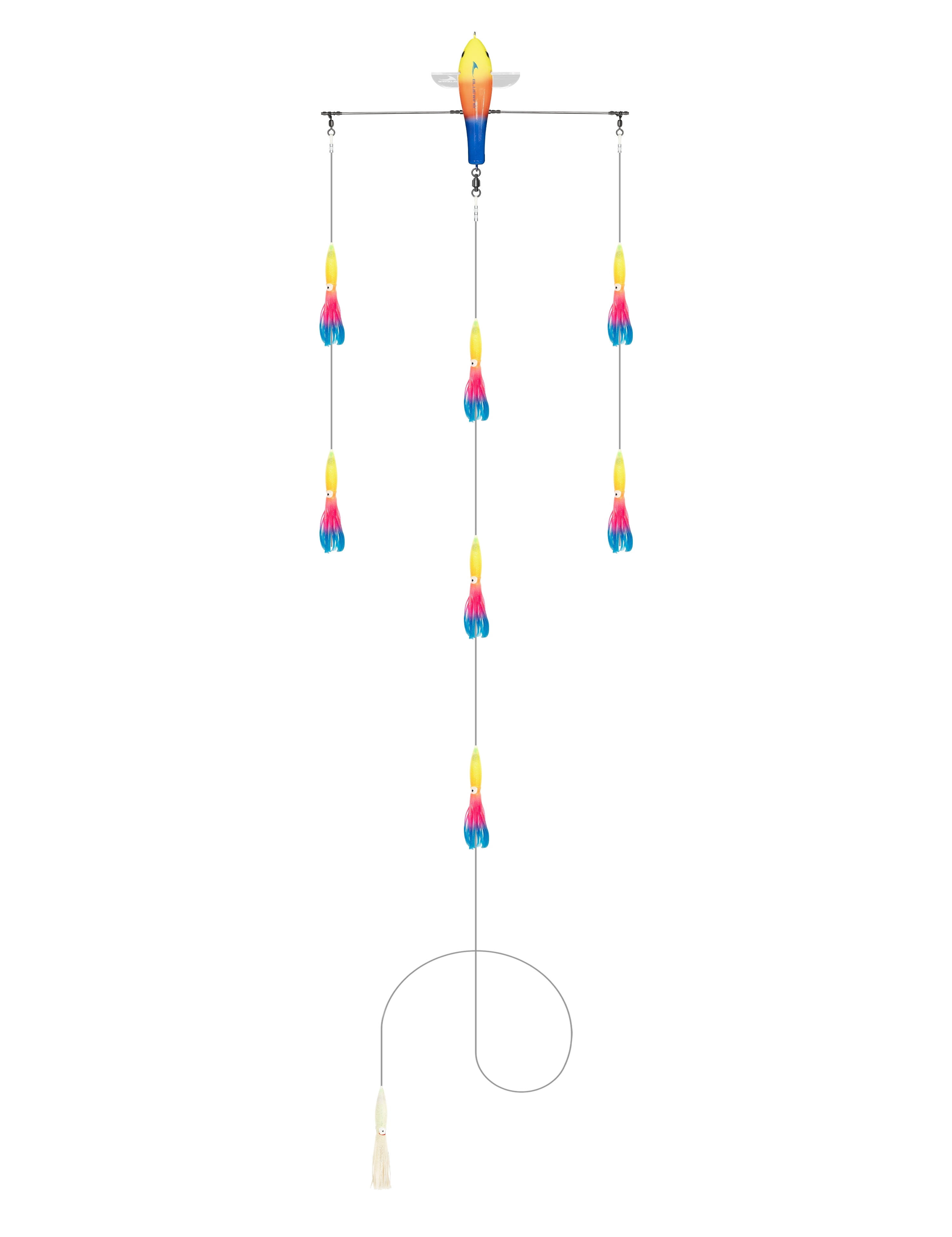 BLUEWING 18in Fishing Spreader Bar Splasher Baits 6in Bulb Squids and ...