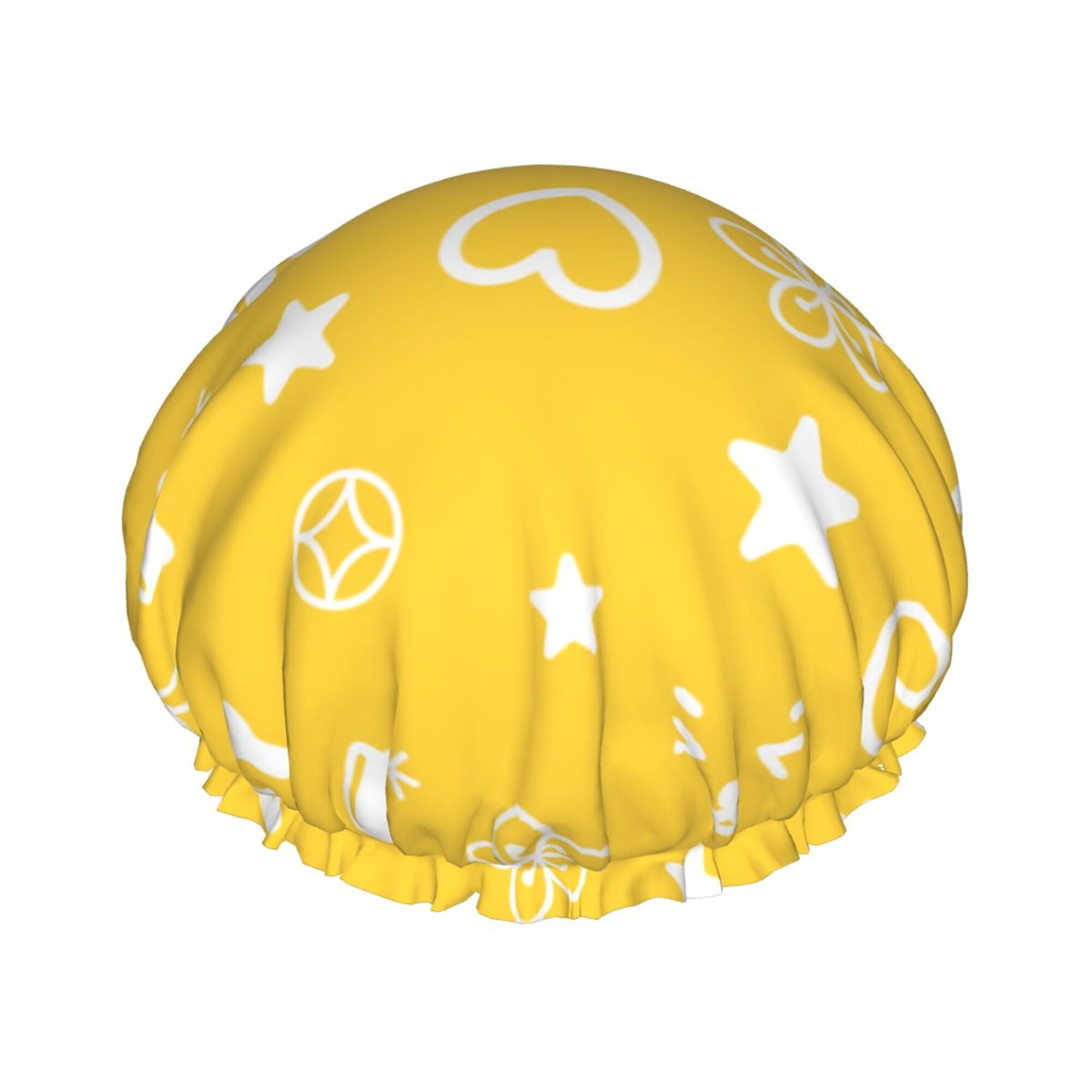 YFYANG Women's Double Waterproof Shower Cap, Yellow Funny Symbol Doodle ...