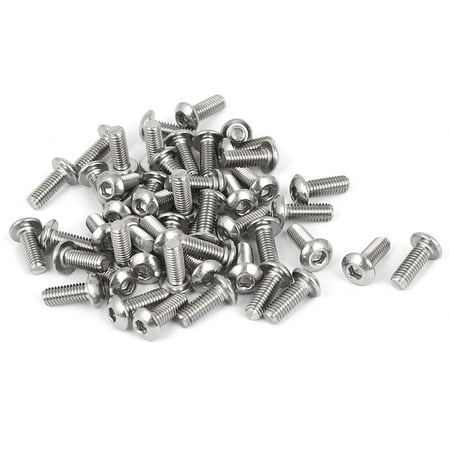 M3 x 8mm Full Thread Button Head Socket Cap Screw Silver Tone 50 Pcs ...