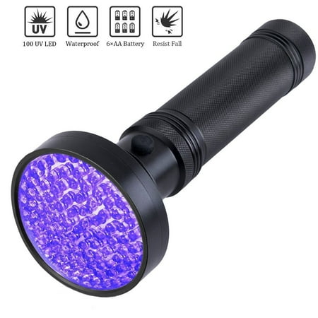 YDJKET UV Flashlight Black Light 100 Leds Ultraviolet Lamp with UV ...