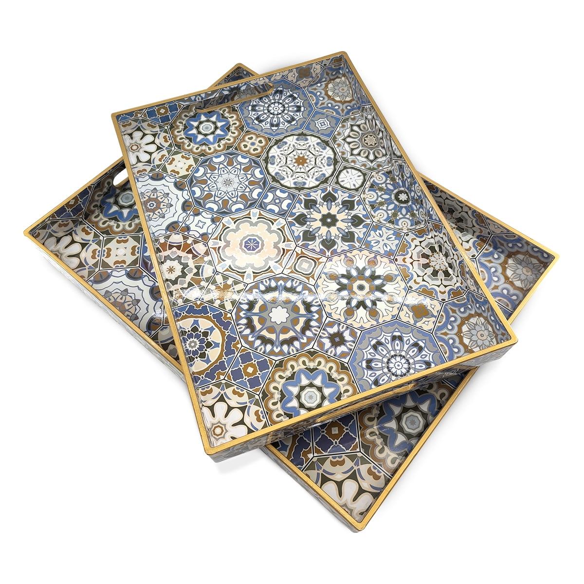 Logianis 2 Pack Serving Trays with Handles Decorative Plastic Trays for ...