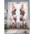 Easter Cat Semi Sheer Curtains 84 Inch Length 2 Panels Set, Cute Spring ...