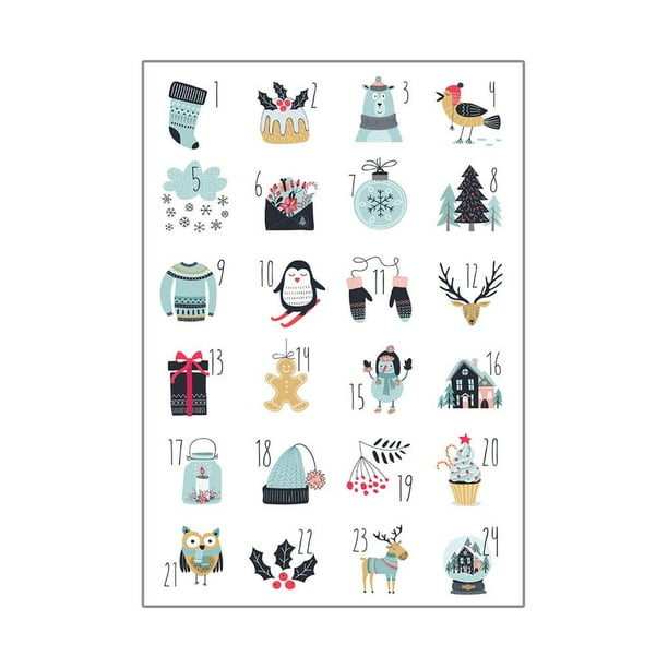 EZLIFE pieza de pegatinas de números de Navidad para calendario de ...