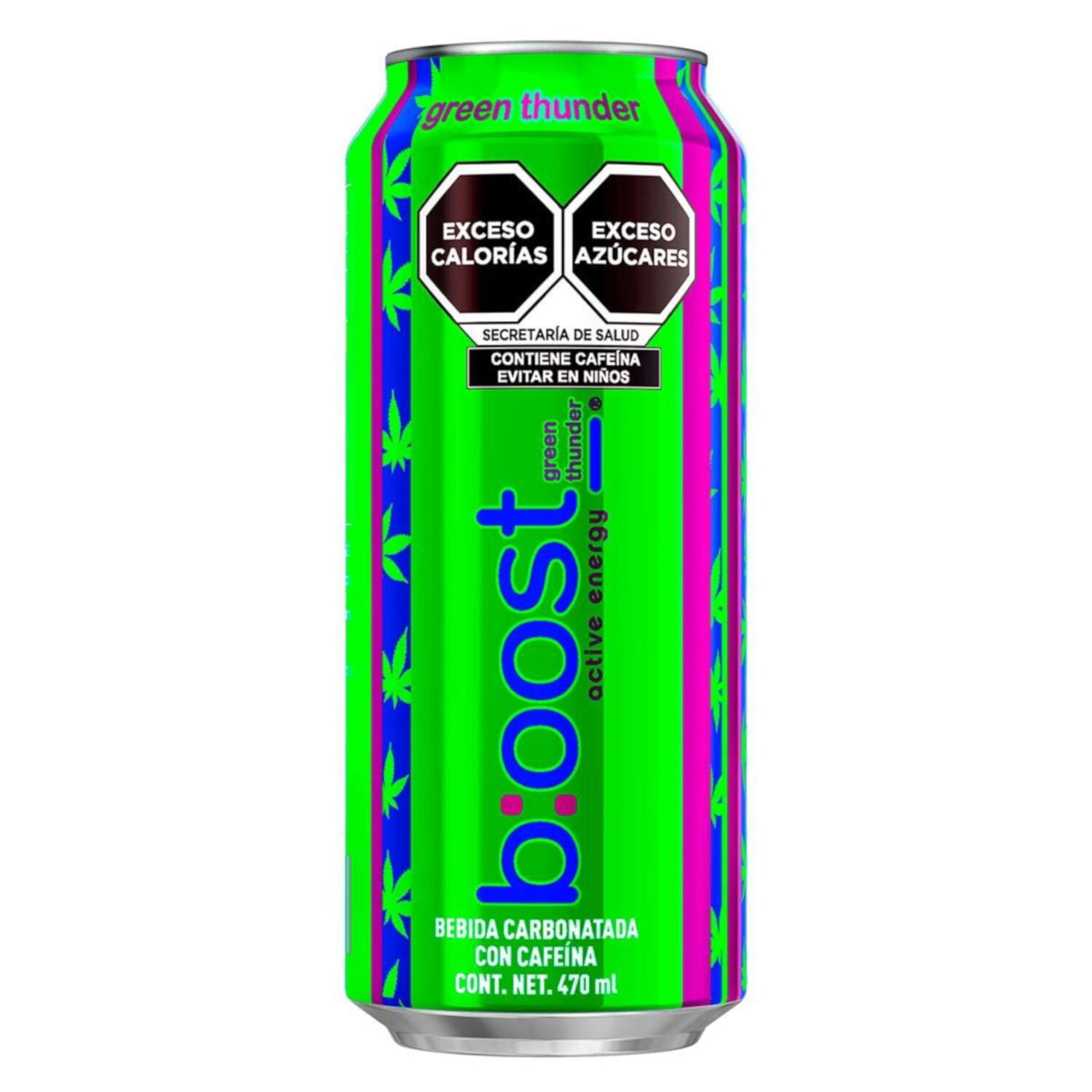 Pack de 12 Energizante Boost Active Green Thunder 470 ml | Walmart en línea