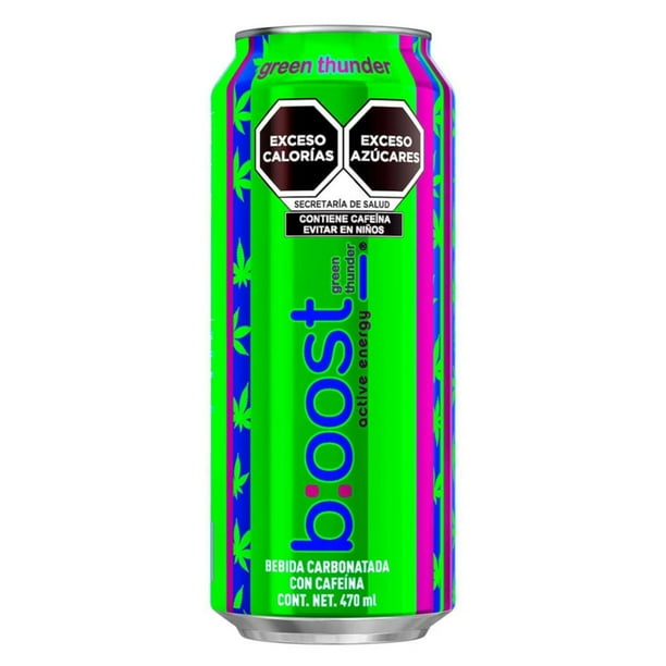 Pack de 12 Energizante Boost Active Green Thunder 470 ml | Walmart en línea