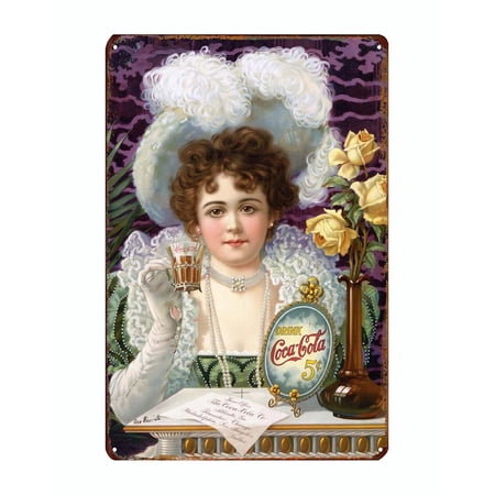 Hilda Clark First Coca Cola Celebrity Advertisement 1890s metal tin ...