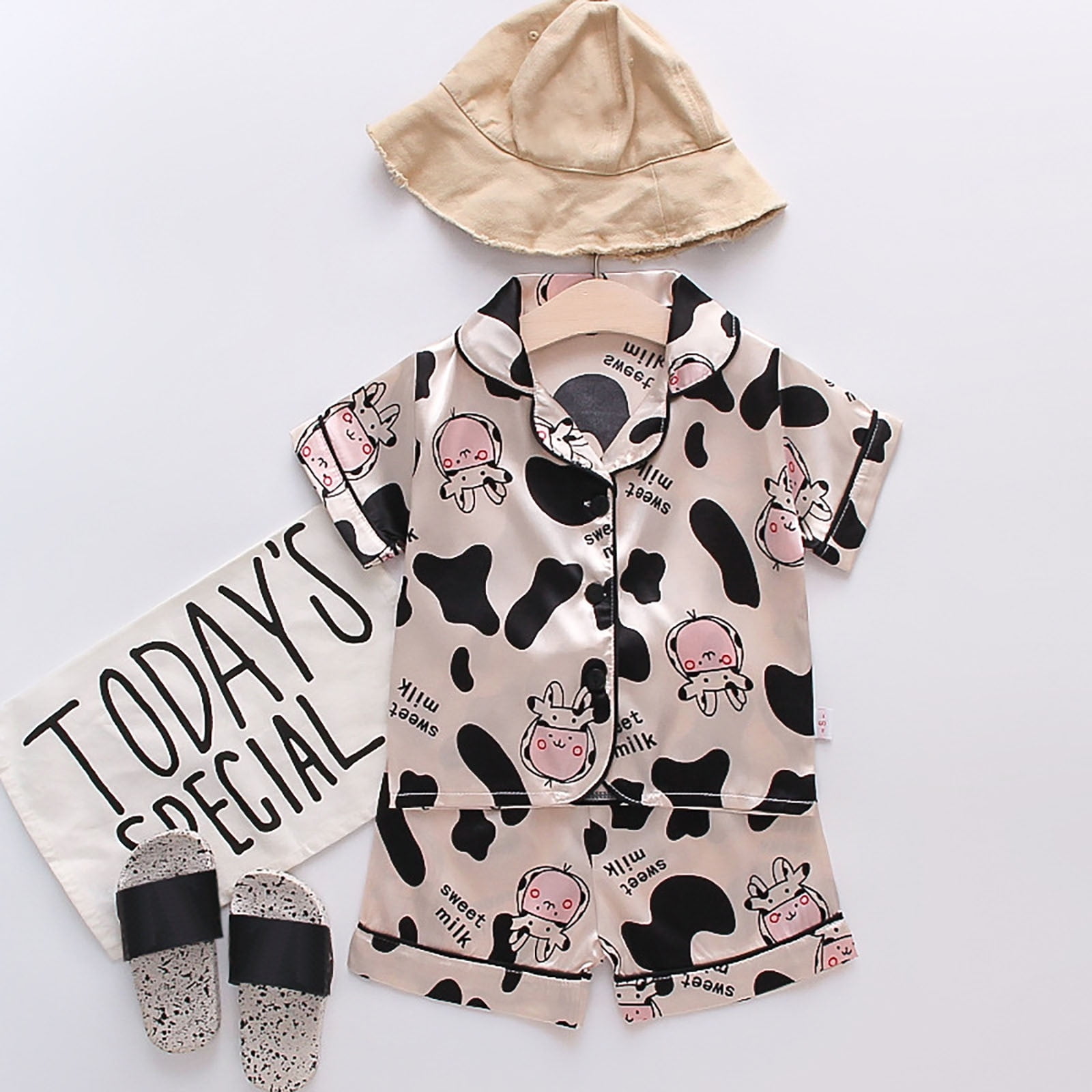 Click here for Huaiyyyy Baby Girls Satin Pajamas Set Funny Cartoo... prices