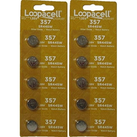 10 pack Loopacell 357 AG13 LR44 button cell Silver Oxide batteries ...