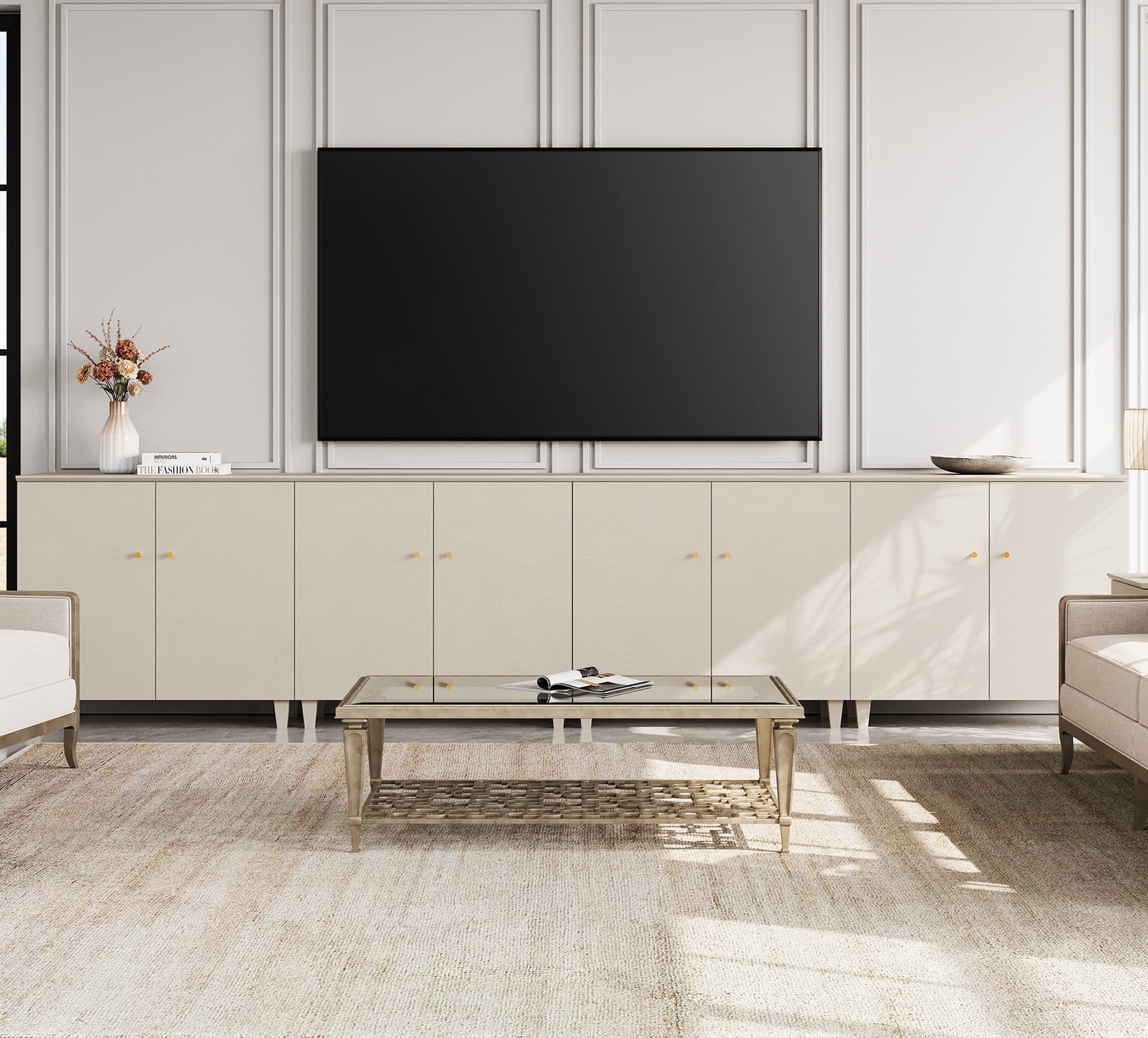 WAMPAT Modern TV Stands Entertainment Center for 100+ Inch TVs, 4-in-1 ...