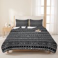 Abstract Boho Stripes Geometric Art 3 Pieces Quilt Set,1 Quilt with 2 ...