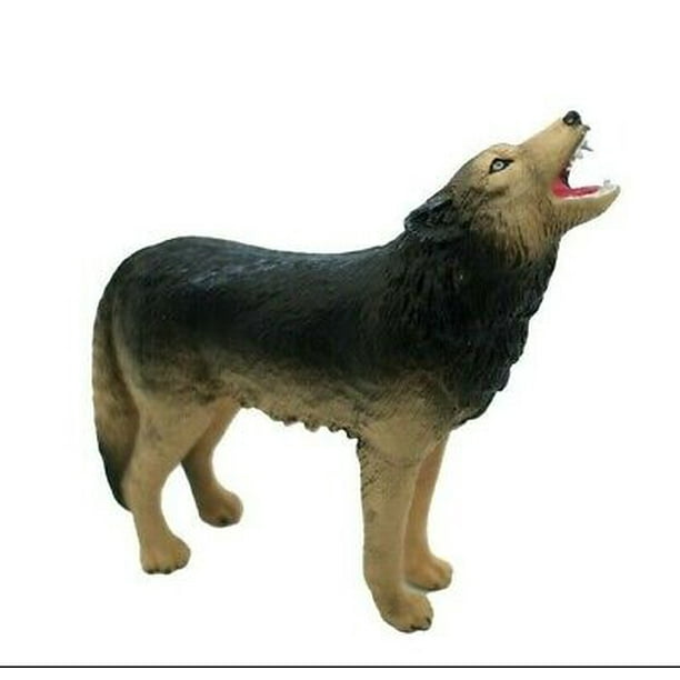 Wolf Howling Realistic Small Toy Model Plastic Replica Forest Animal ...