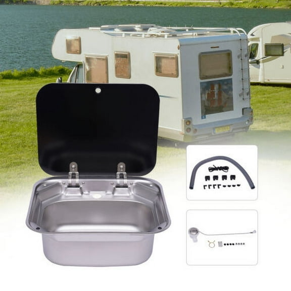 Miumaeov Portable RV Sink with Folding Faucet, Stainless Steel Basin ...