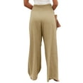 Mumubreal Women's High Waist Drawstring Linen Pants, Wide Leg Palazzo ...