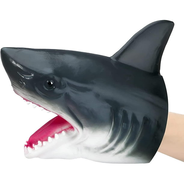Shark Puppets Soft Rubber White Shark Head Realistic Hand Puppets ...