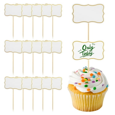 BLUE TOP 50 Pieces Cupcake Picks Blank Toothpick Flags Cake Toppers ...