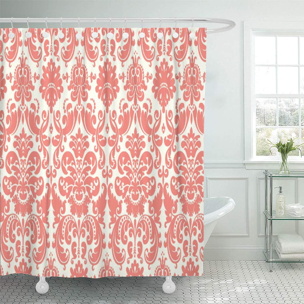 SUTTOM Vintage Coral Pink and Elegant Damask Pattern Classic Chic ...