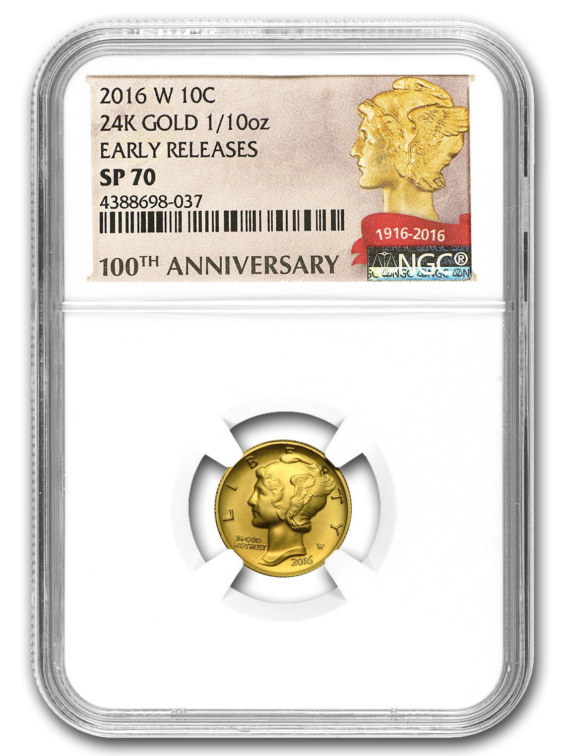 US Mint - 2016-W 1/10 oz Gold Mercury Dime SP-70 NGC (ER) - Walmart.com