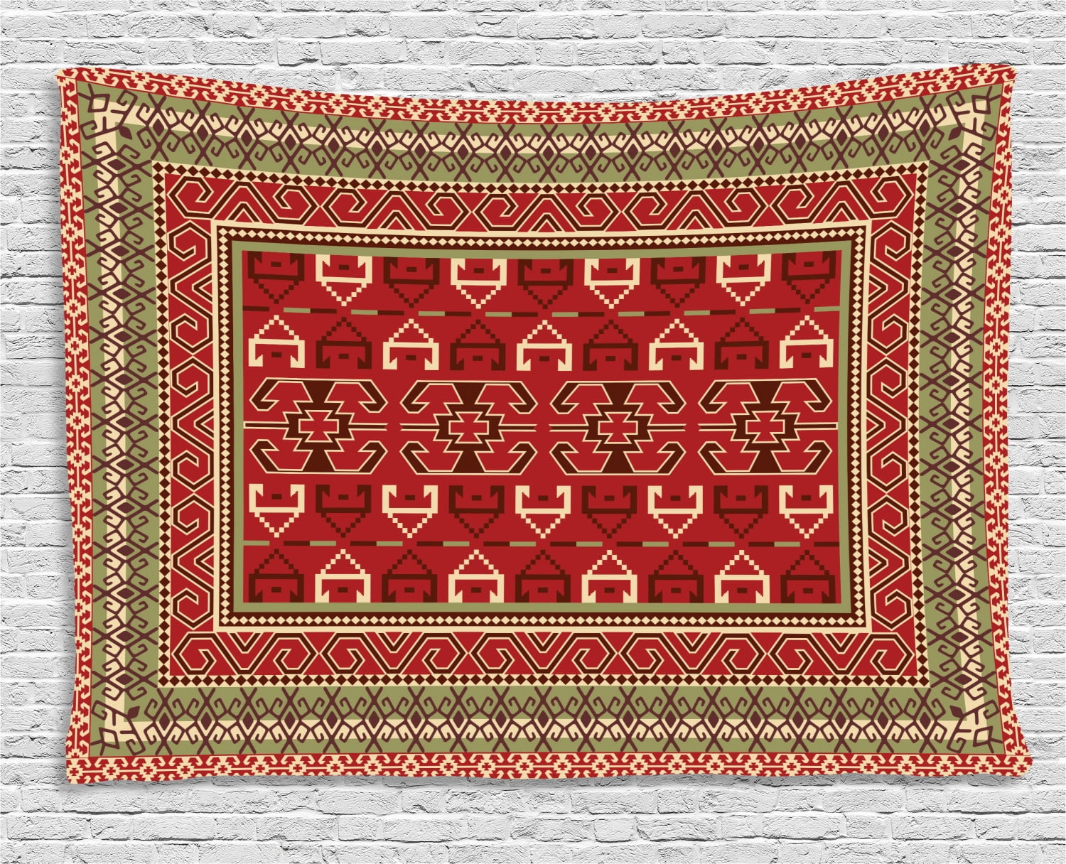 Turkish Pattern Tapestry, Rectangular Frames and Abstract Shapes with ...