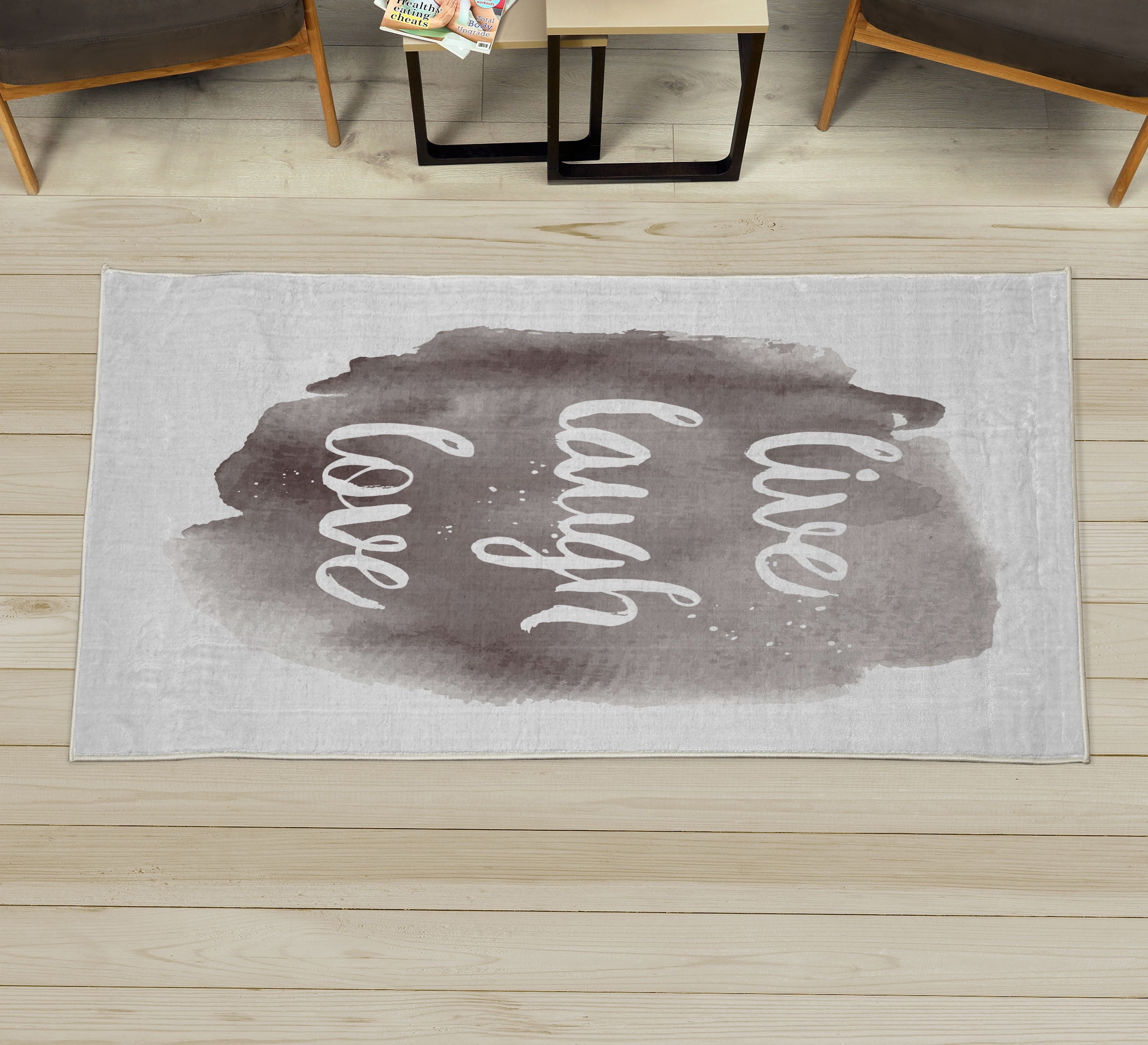 Live Laugh Love Decorative Rug, Wise and Happy Life Message on ...