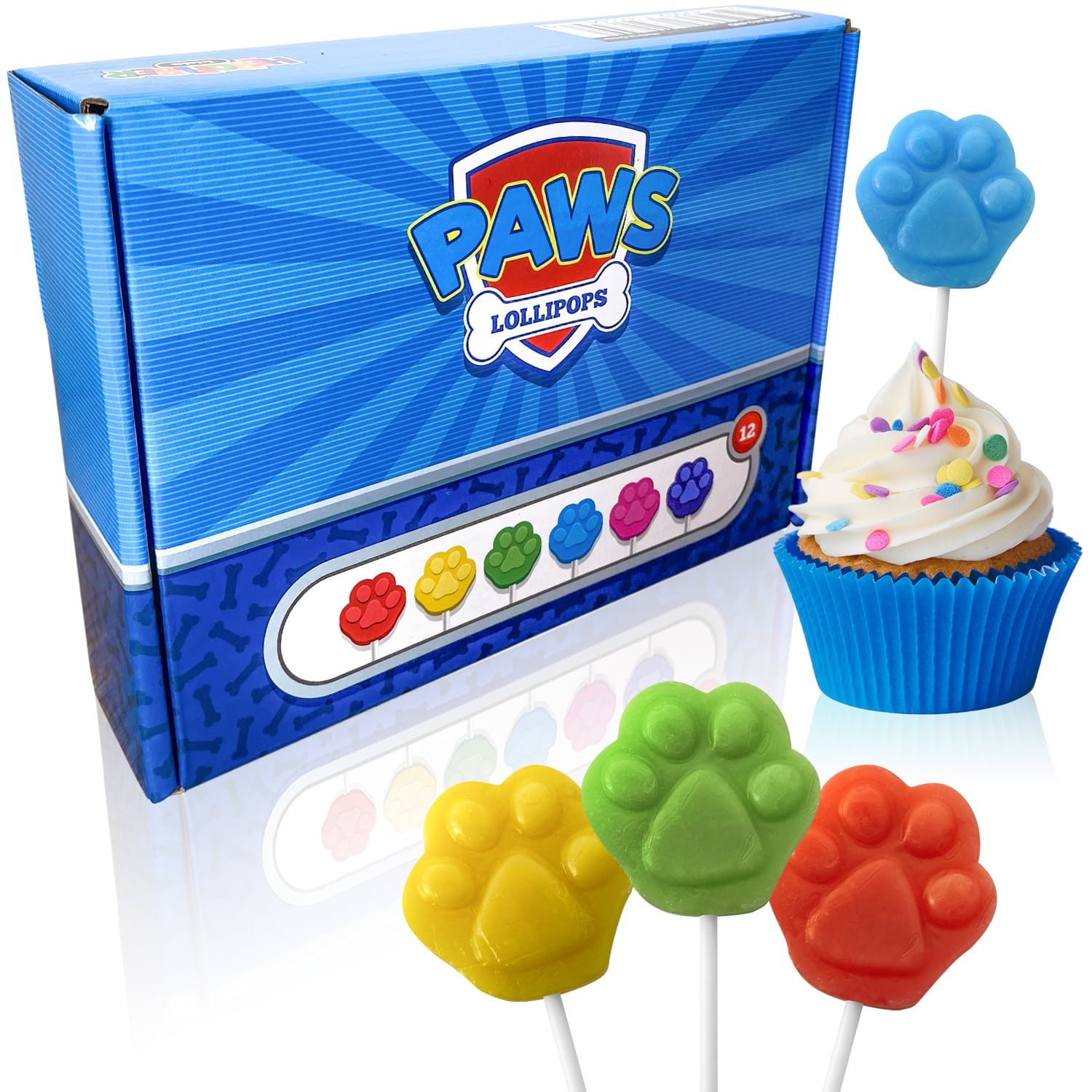 12 Paw Print Lollipops, Individually Wrapped Puppy Themed Candy, Great ...