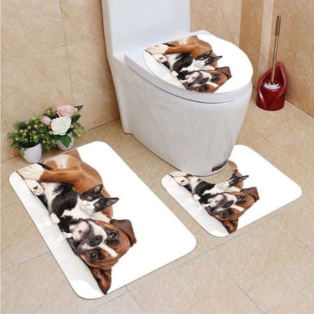 EREHome Funny Cat Dog Cuddling Lying Floor Friendship Theme Cute ...