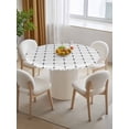 Black White Checkered Round Fitted Tablecloth with Elastic Edge, Modern ...