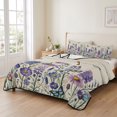 Blue Purple Floral 3 Piece Quilt Bedding Set with 2 Pillow Shams ...