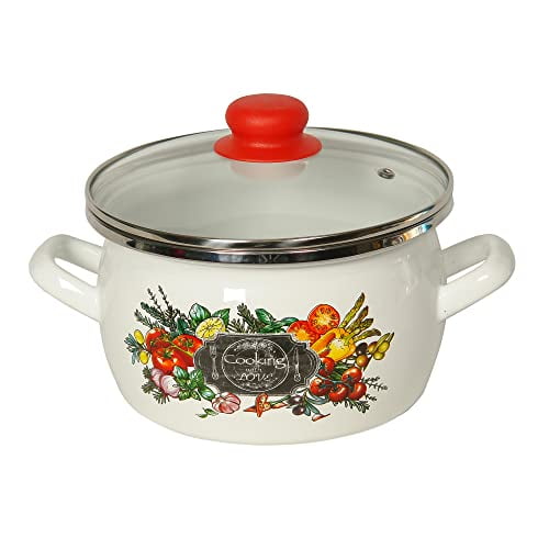 Stylish Enamel Stock Pot Cooking Pot and Glass Lid for Partyware ...