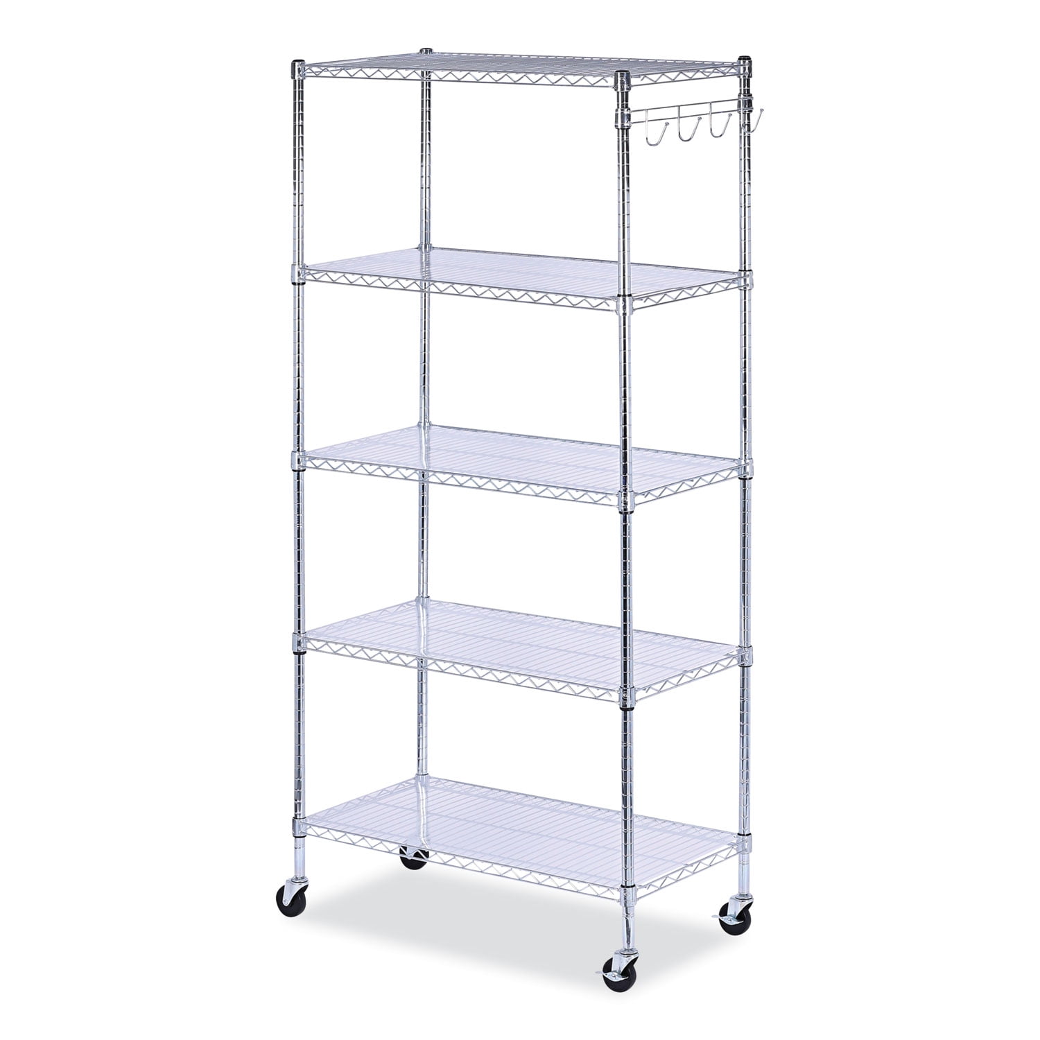 Alera 5-Shelf Wire Shelving Kit with Casters and Shelf Liners, 36w x ...