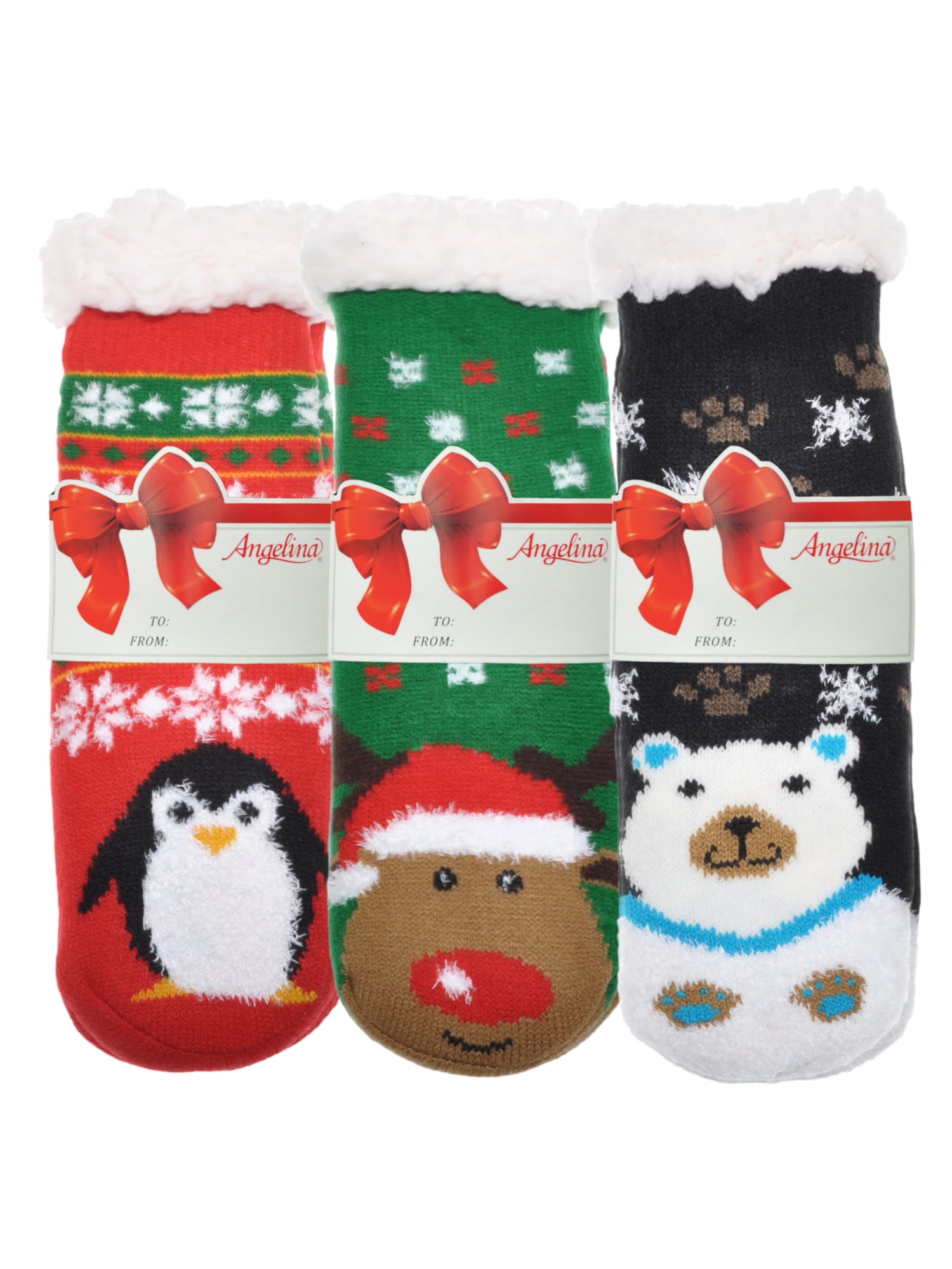 Angelina Kids Winter-Weight Sherpa-Lined Knitted Thermal Crew Socks (3 ...