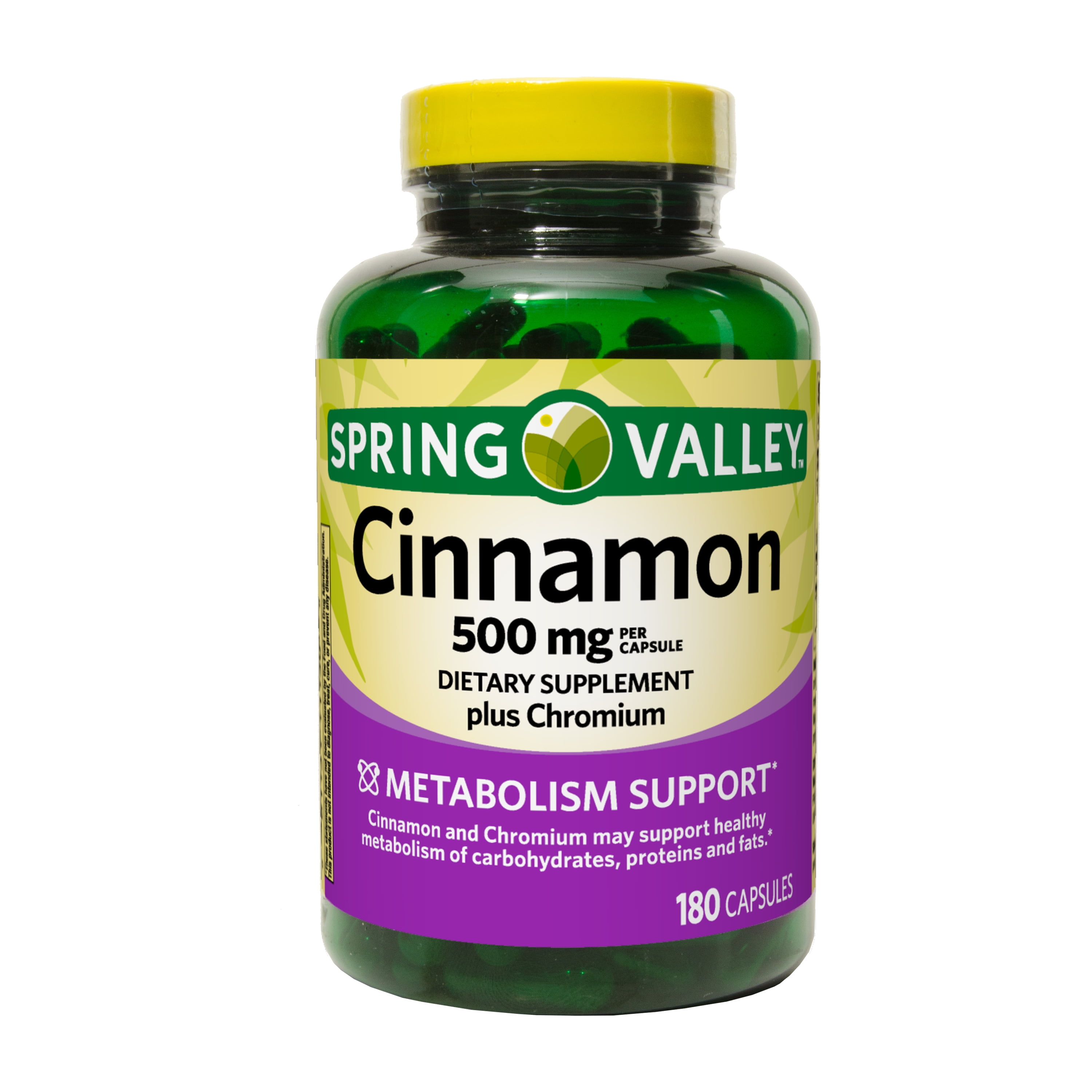 Spring Valley Cinnamon Plus Chromium Capsules, 500 mg, 180 Count ...