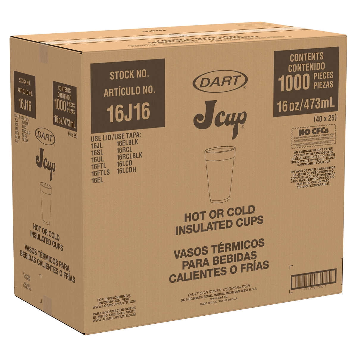 Dart Foam Cup 16 oz, 1000-count - Walmart.com