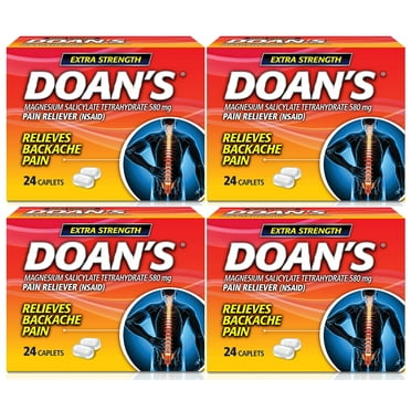 Doans Extra Strength Backache Medicine Pills, Pain Reliever Caplets, 24 ...