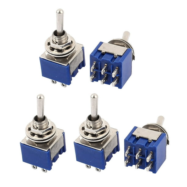 5 Pcs 125V 6A DPDT ON-ON 6 Pin Terminal Latching Miniature Toggle ...