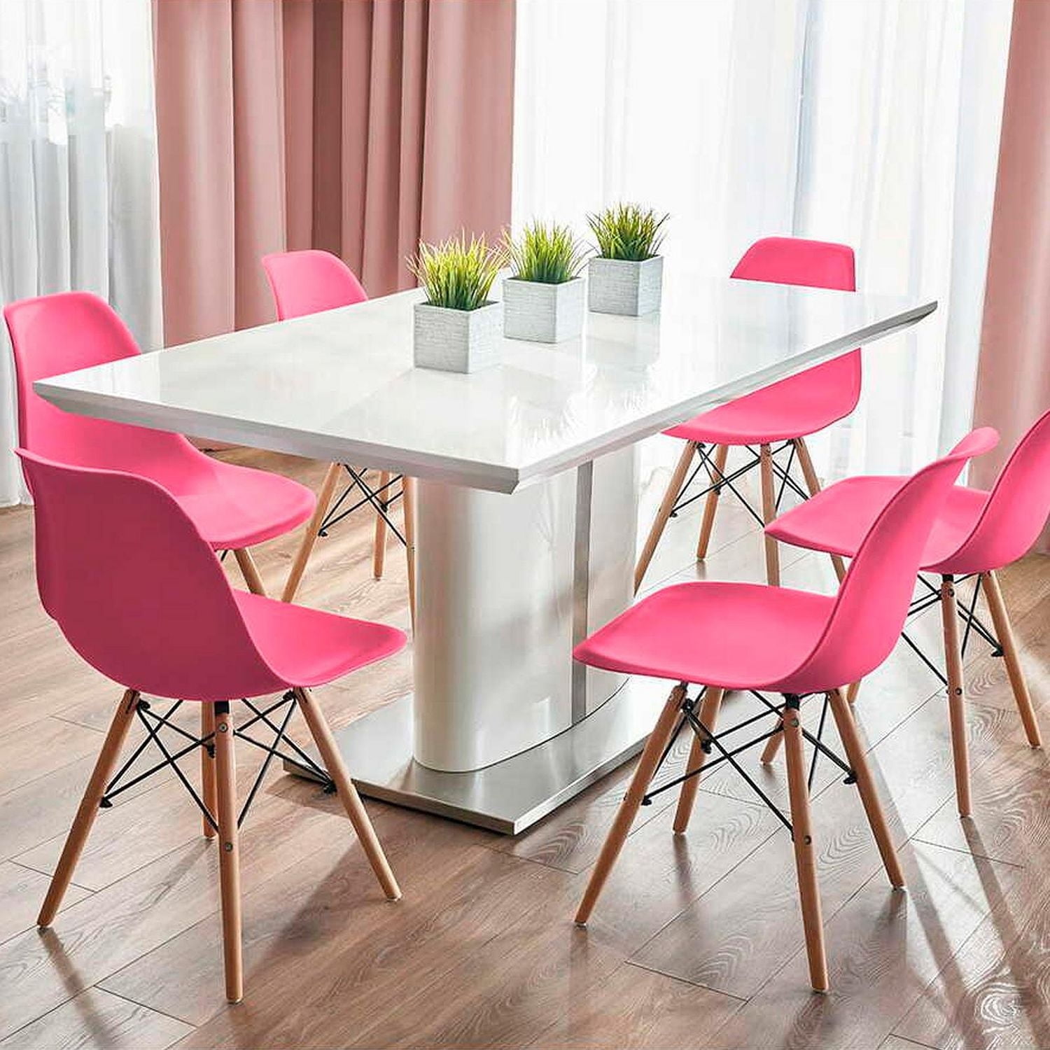Click here for Heavenly Collection Dark Pink Wood Chair Set Of 6 prices