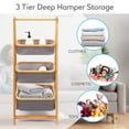 3 Tier Bamboo Shelf with Storage Hamper - Wooden Bamboo Laundry ...