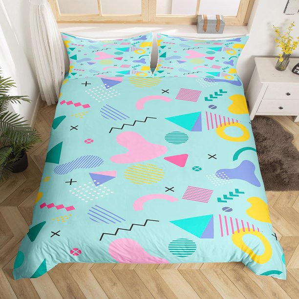 Cow Print Duvet Cover Hipster Memphis Bedding Set,80s and 90s Hip Hop ...