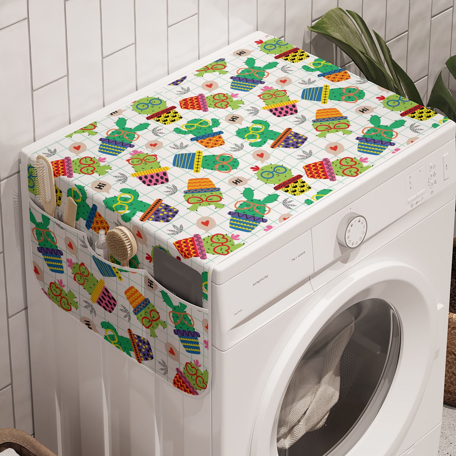 Cactus Washing Machine Organizer, Repetitive Motifs of Cacti Succulent ...