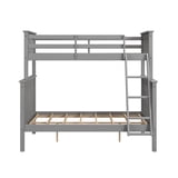 Linon Brigitte Kids Wood Twin over Full Convertible Bunk Bed with Built ...