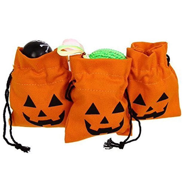 Halloween Pouches 12 Halloween Pumpkin Goodie Bag Party Favor - 4 ...
