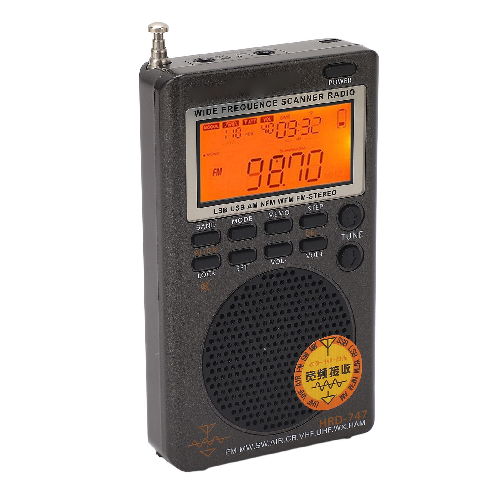 Receptor de Banda Completa ANGGREK DSP Portátil 3.7V 1000mAh Batería FM ...