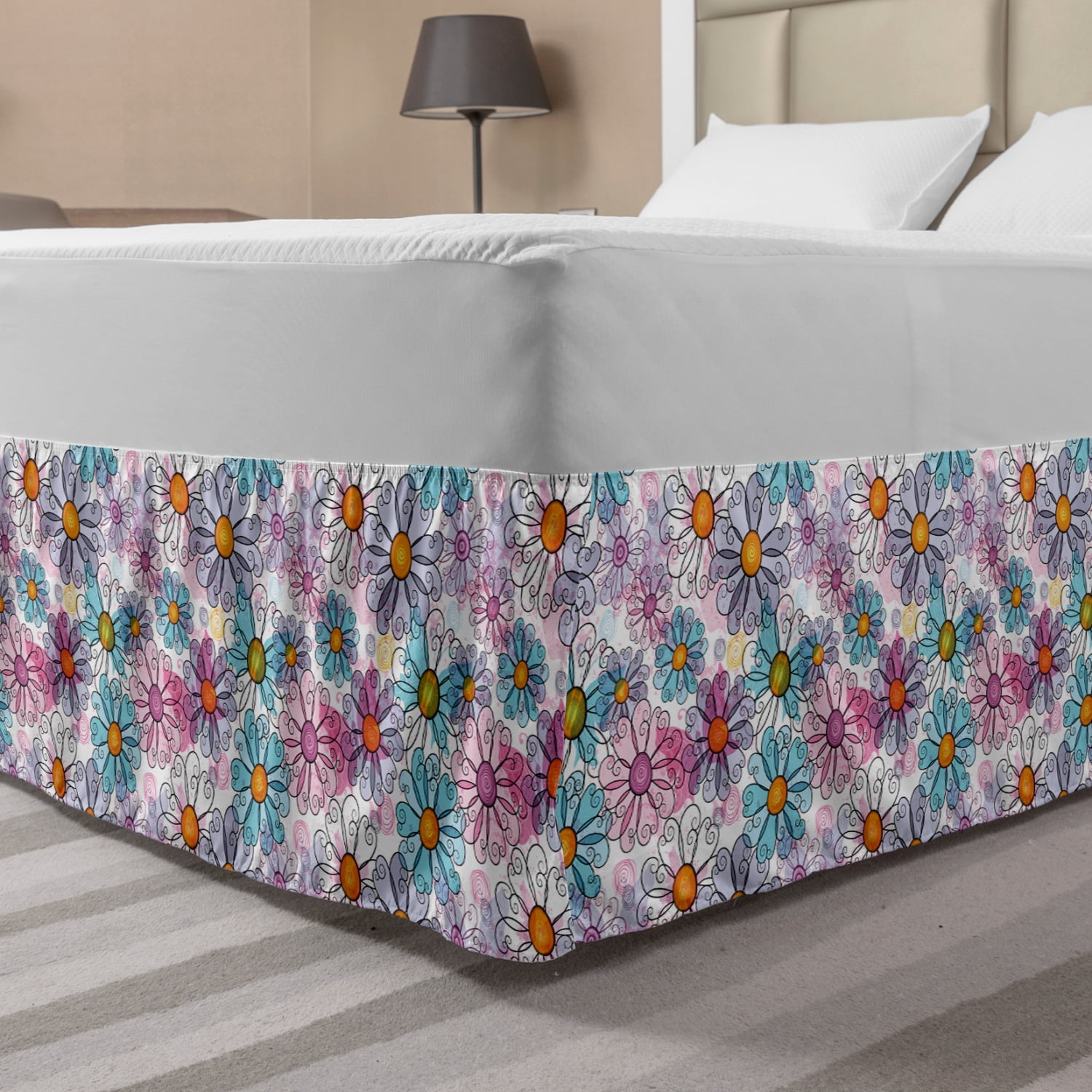 Flower Bed Skirt Retro Spring Floral Pattern Grunge Funky Style