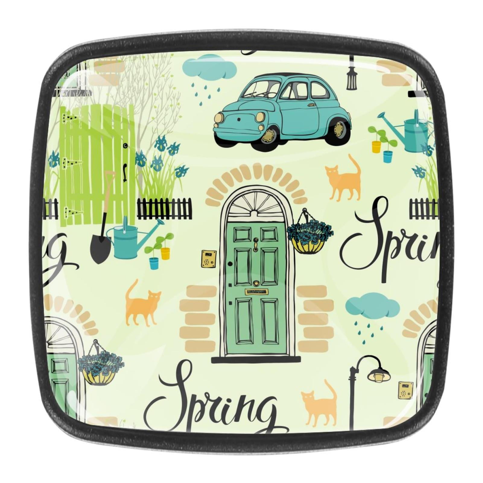 4 Pcs Square Cabinet Handle Cupboard Knob Drawer Pulls Handle Spring ...