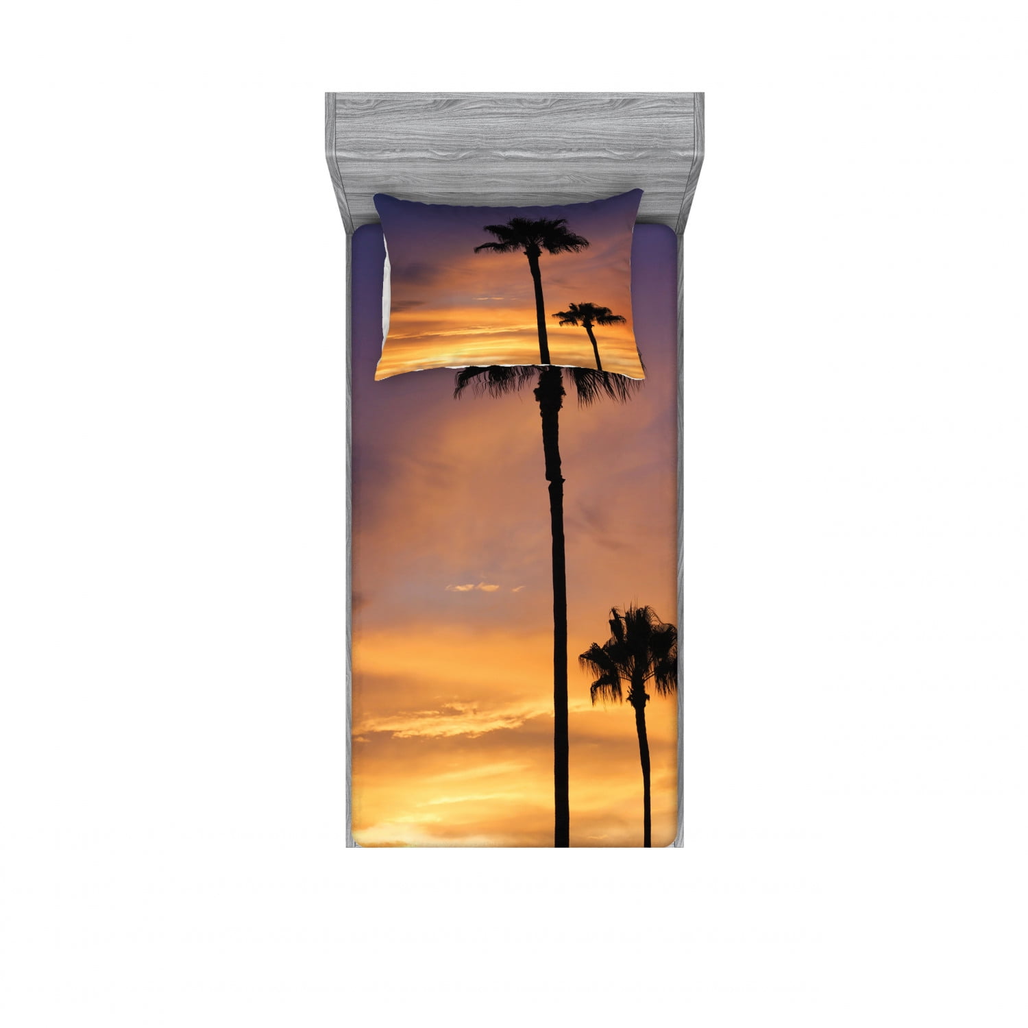 Palm Tree Bedding Set with Sheet & Covers, PalmTrees Twilight in ...